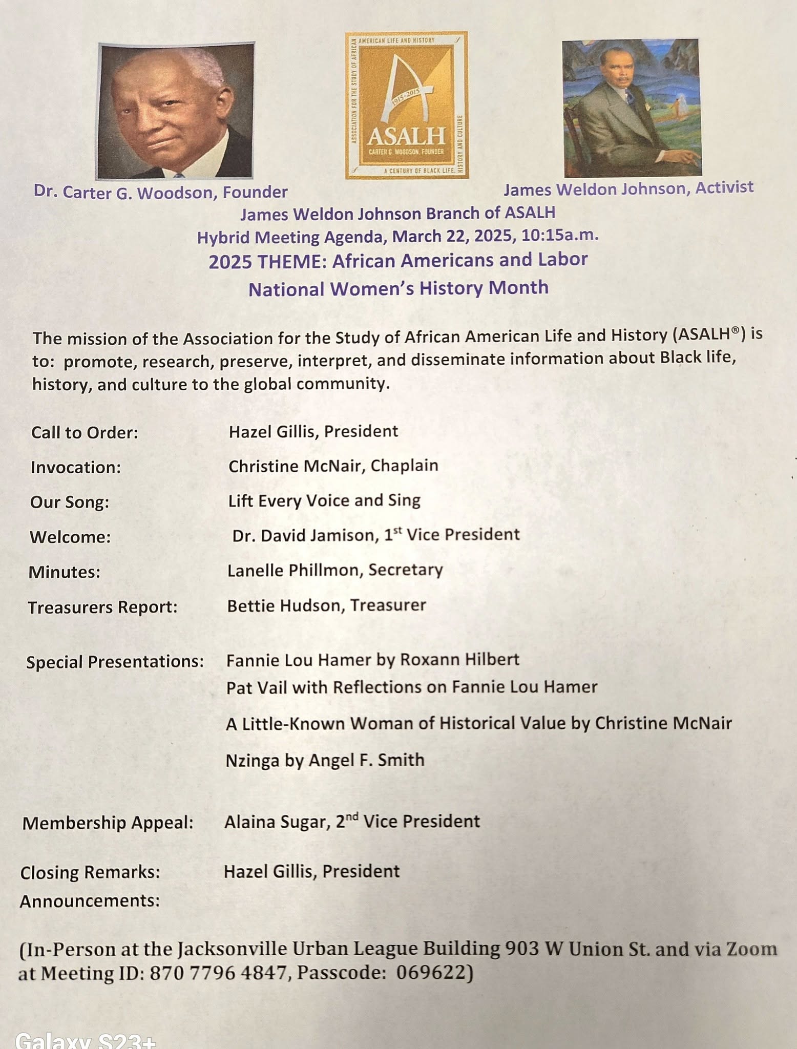 ASALH James Weldon Johnson Branch Women’s History Month Program | ASALH ...